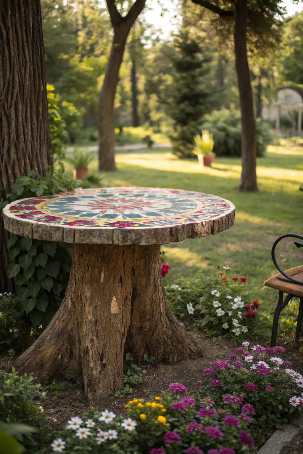 18+ Inspiring Outdoor Tree Stump Table Ideas - Garden.eco