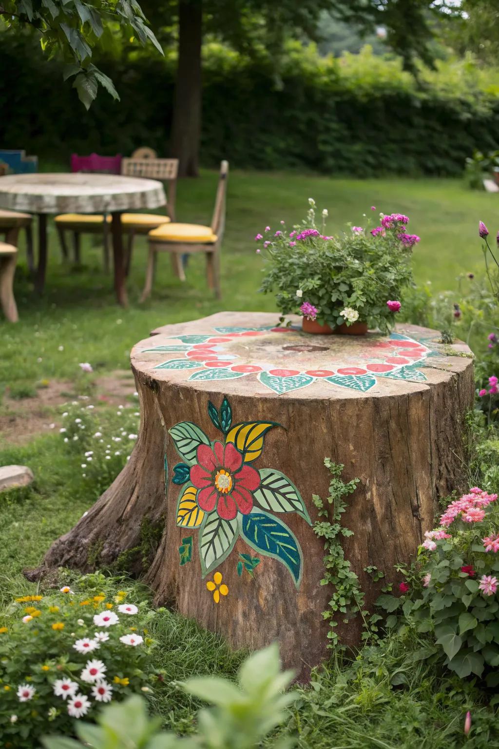 18+ Inspiring Outdoor Tree Stump Table Ideas - Garden.eco