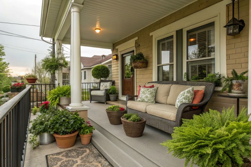 17+ Stylish Wood Front Porch Railing Ideas