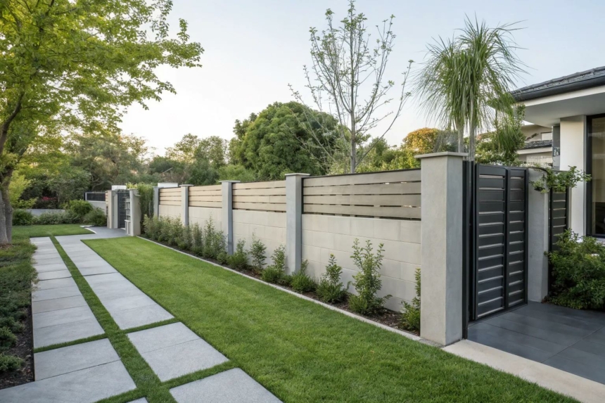 18+ Stylish Front Concrete Fence Design Ideas