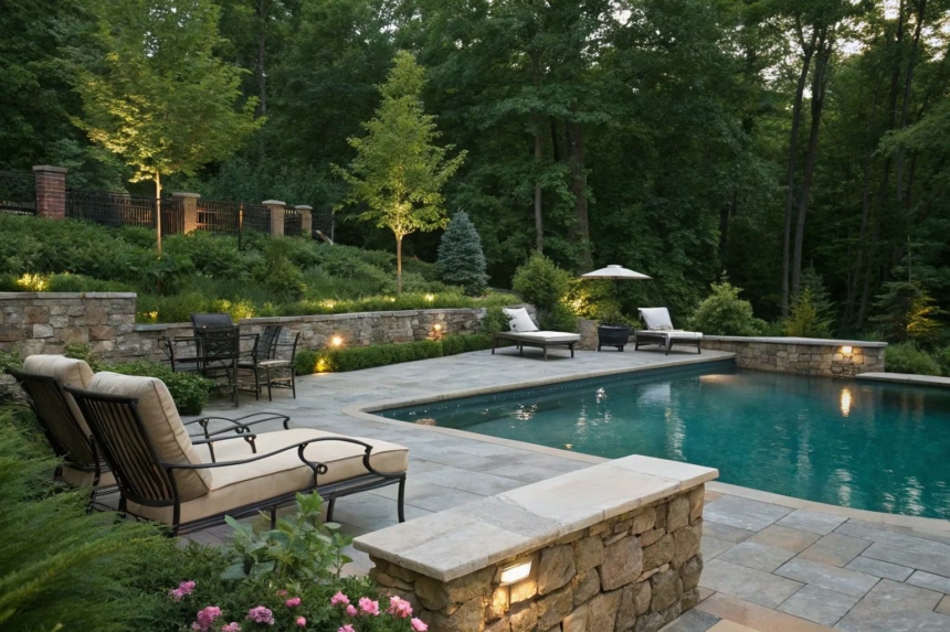 19+ Stylish Pools with Retaining Walls Ideas
