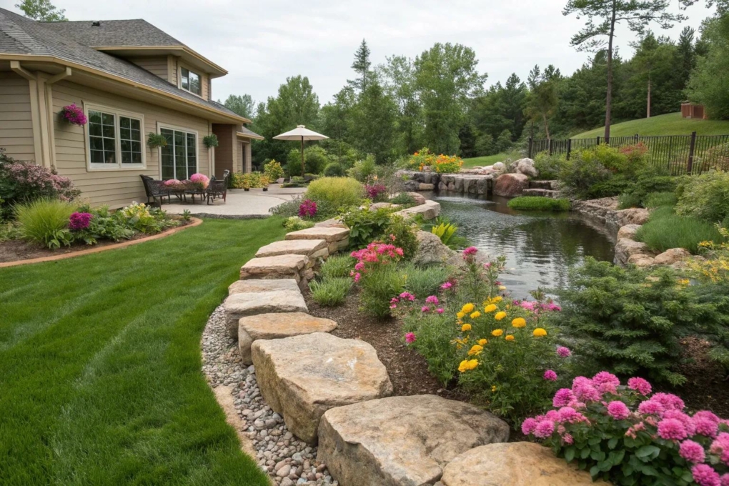 19+ Creative Pavers with Rocks In-Between Ideas