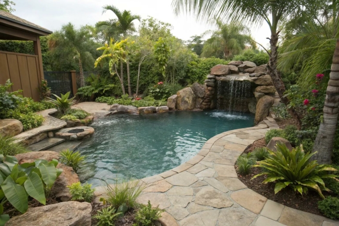 12+ Inspiring Sloped Backyard Pool Ideas