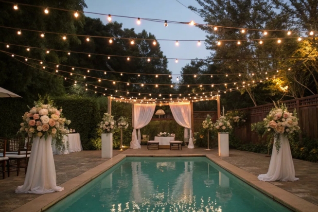 12+ Stunning Backyard Pool Wedding Ideas