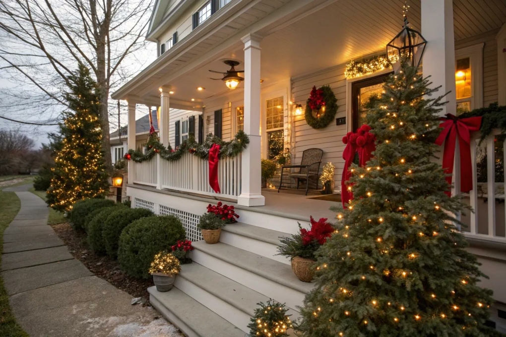 19+ Cozy Christmas Ideas to Decorate Your Outdoor Bench