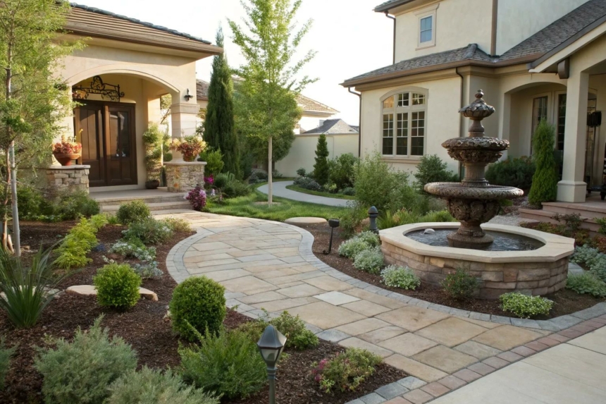 16+ Inspiring Front Yard Hardscape Ideas