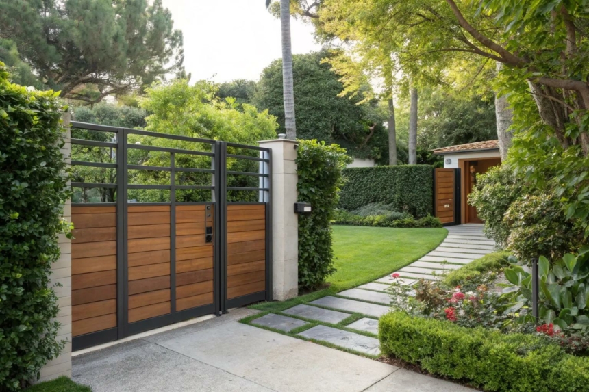 11+ Stylish Horizontal Wood Gate Ideas