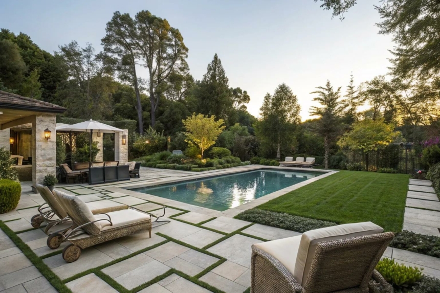 21+ Stylish Large Pavers Around Pool Ideas