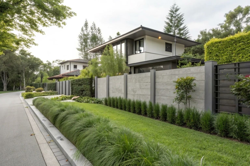 17+ Stylish Modern Concrete Fence Design Ideas