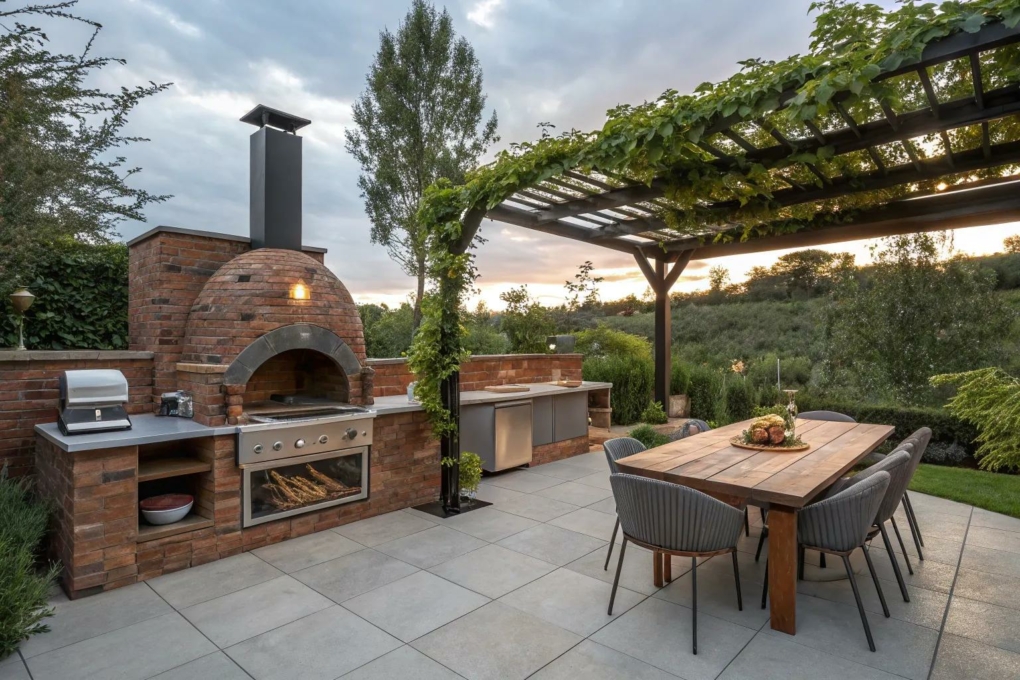 17+ Charming Rustic Outdoor Kitchen with Pizza Oven Ideas