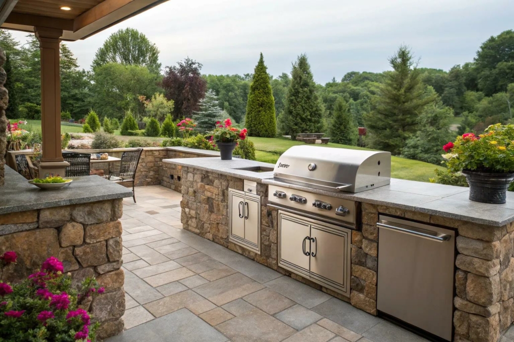 17+ Charming Rustic Outdoor Kitchen with Pizza Oven Ideas