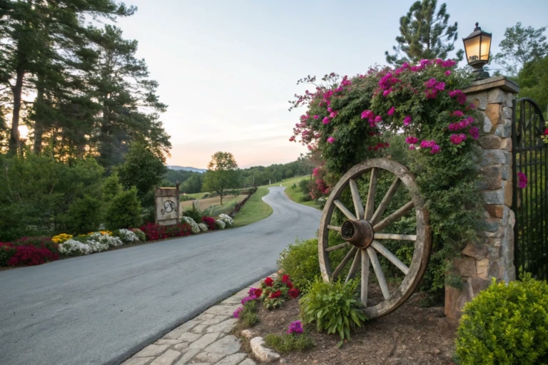 19+ Charming Farmhouse Country Driveway Entrance Ideas