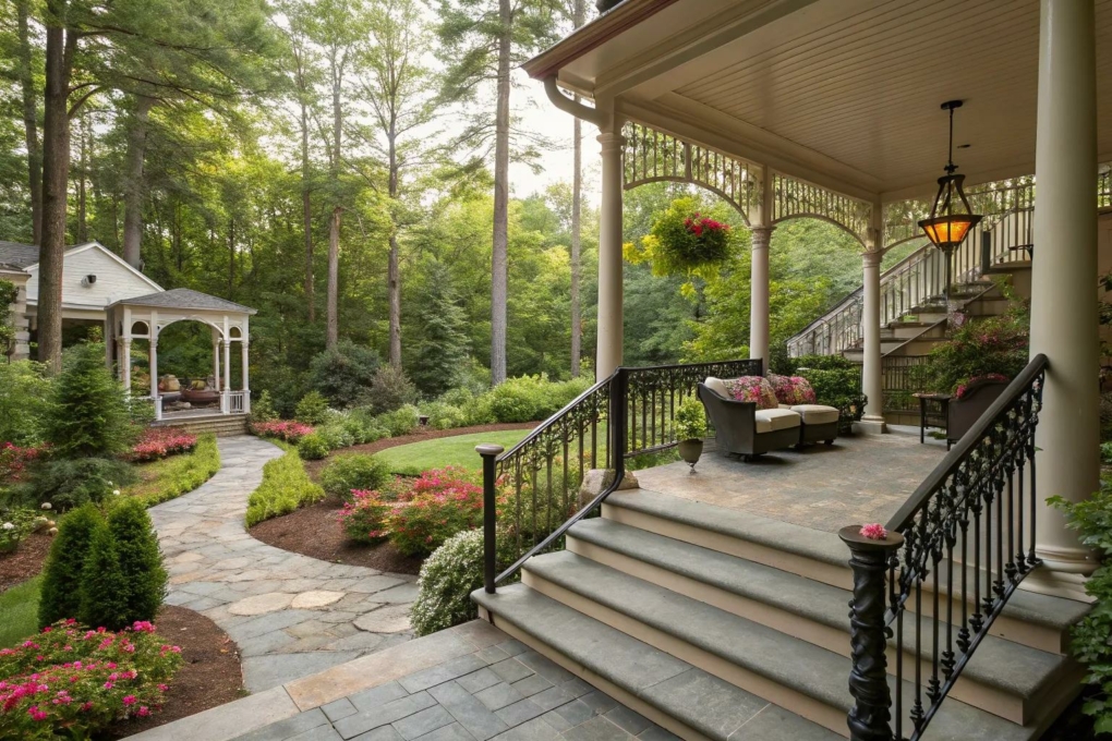 19+ Charming Wooden Front Porch Steps Designs