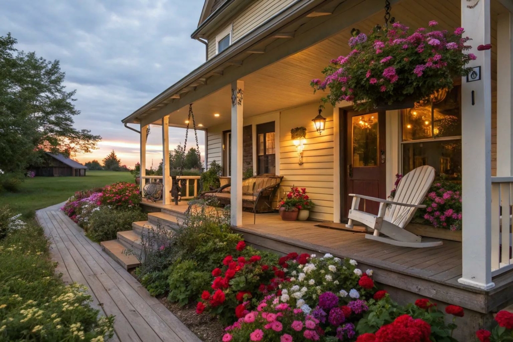 19+ Charming Wooden Front Porch Steps Designs