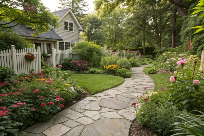 20+ Charming Front Yard Flagstone Walkway Ideas