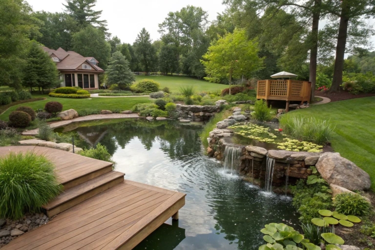 19+ Stunning Large Pond Landscaping Ideas