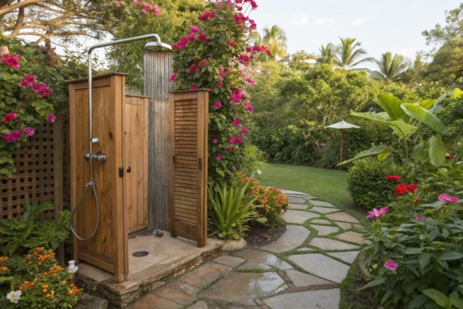 17+ Refreshing Pool Outdoor Shower Ideas