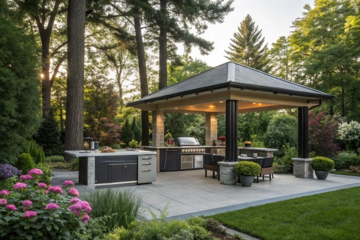 16+ Inspiring Pavilion with Outdoor Kitchen Ideas