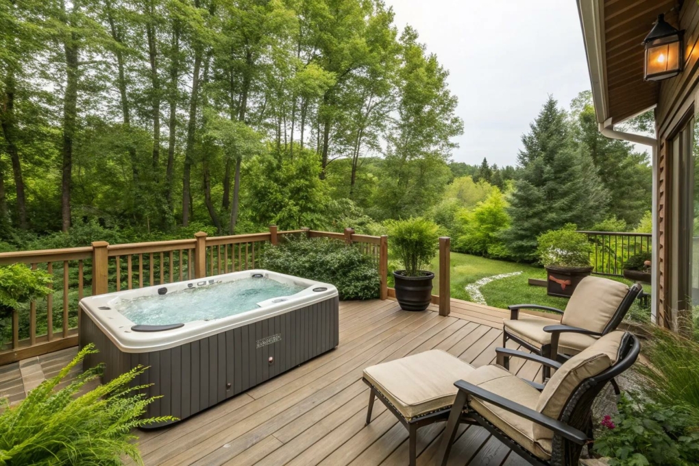 19+ Inspiring Backyard Decks with Hot Tubs Ideas