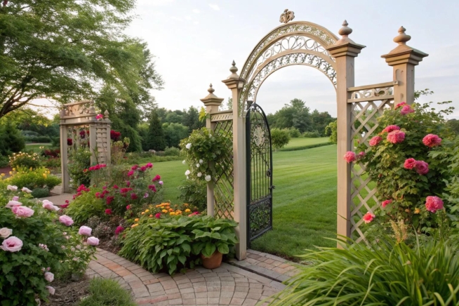 14+ Inspiring Front Gate Landscaping Ideas