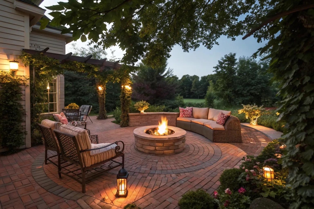 11+ Stylish Brick Patio Ideas with Fire Pits