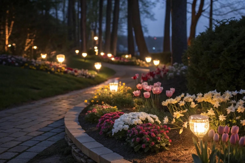 13+ Inspiring Flower Bed Lighting Ideas