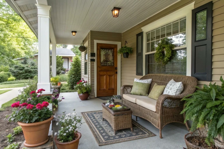 18+ Stylish Front Porch Ideas with Black Railings