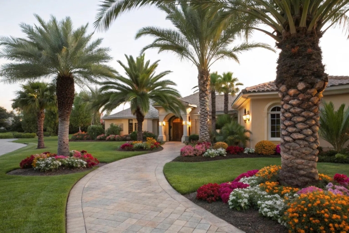 18+ Inspiring Front Yard Palm Tree Design Ideas