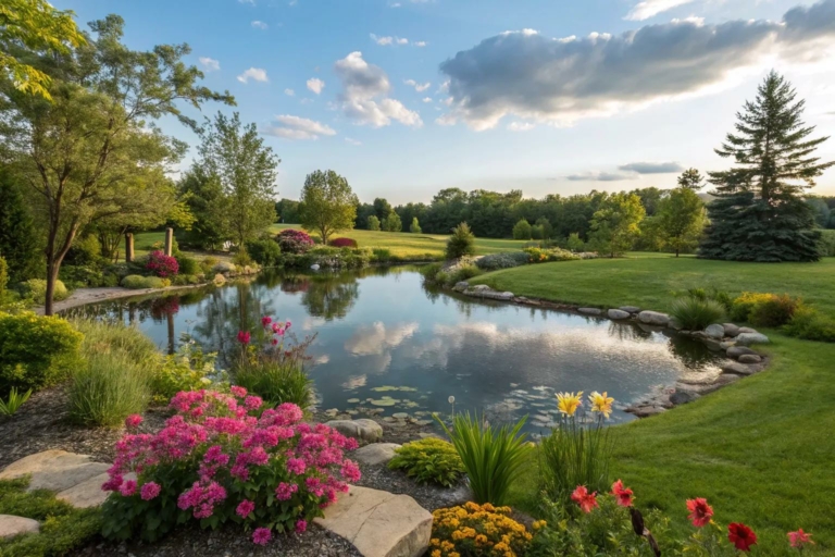 19+ Stunning Large Pond Landscaping Ideas