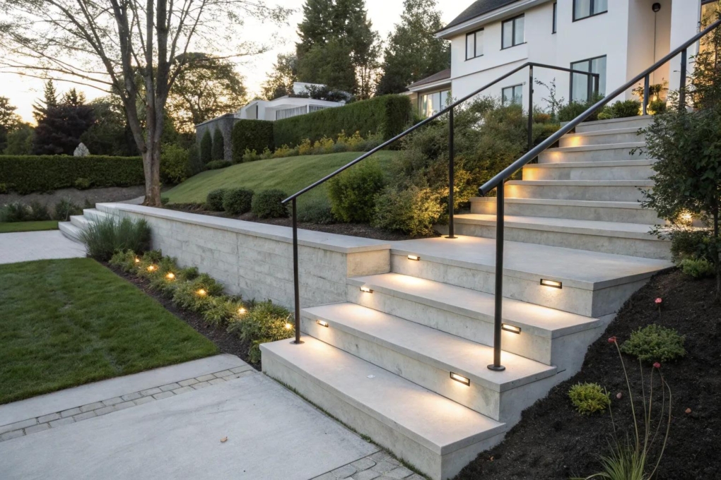 16+ Simple Handrail Ideas for Concrete Steps