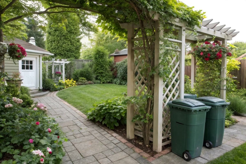 17+ Clever Trellis Ideas to Hide Garbage Cans