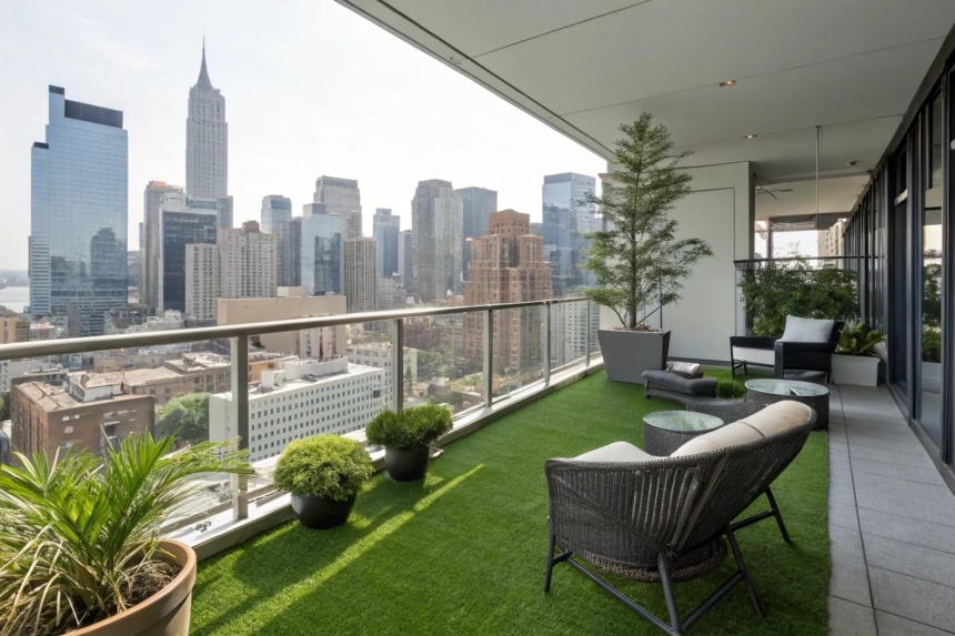 21+ Stylish Artificial Grass Balcony Design Ideas