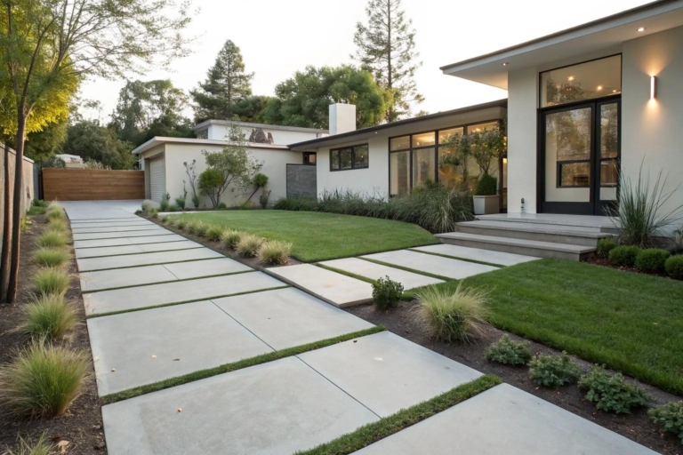 16+ Stunning Concrete Front Yard Design Ideas