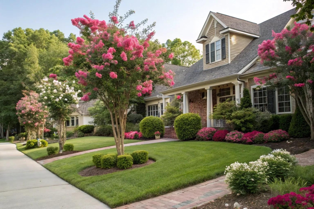 14+ Inspiring Front Yard Landscaping with Crepe Myrtles