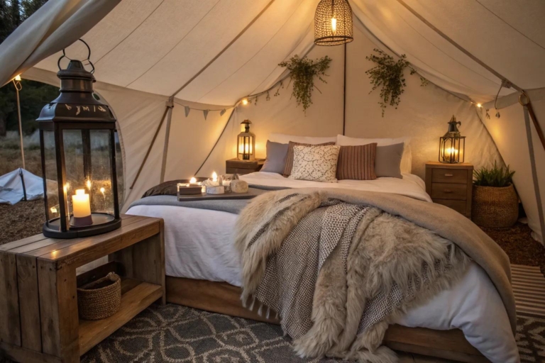 6+ Inspiring Glamping Bed Ideas for Cozy Retreats