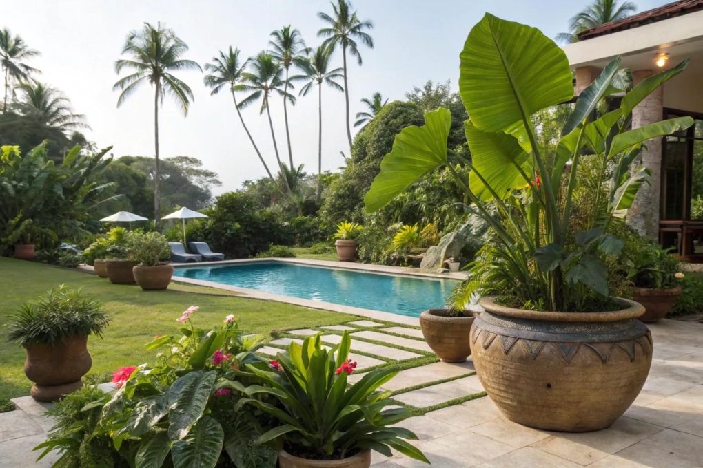 19+ Stylish Large Potted Plants for Poolside Decor