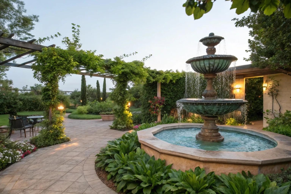 20+ Charming Fountain with Flowers Ideas