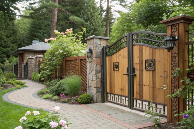 14+ Stylish Wood and Metal Gate Ideas for Your Home