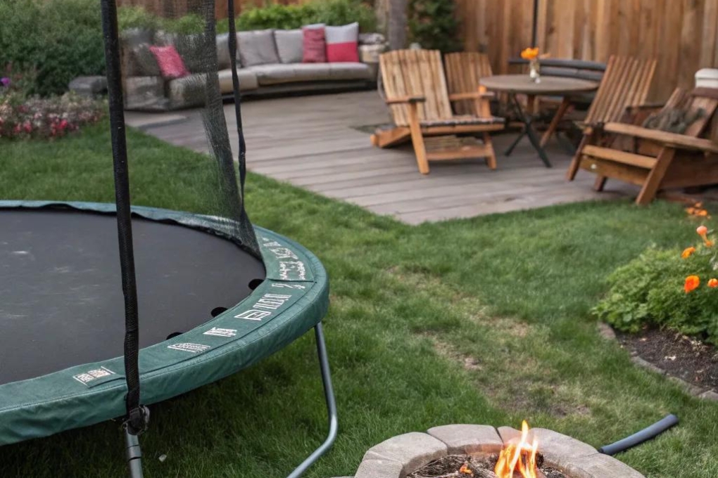 18+ Creative Landscaping Ideas Around Trampolines