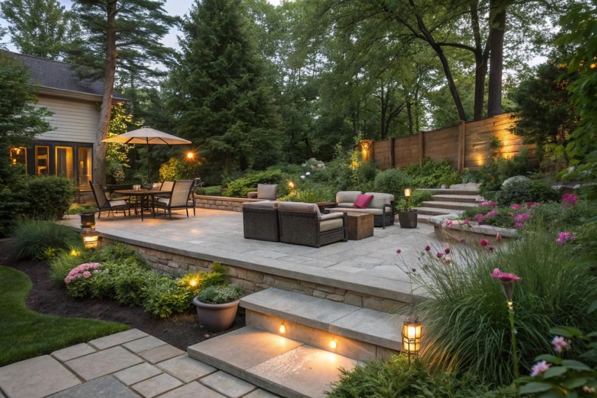 14+ Stunning Backyard Raised Concrete Patio Ideas