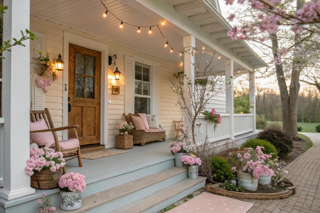 13+ Charming Farmhouse Concrete Porch Ideas