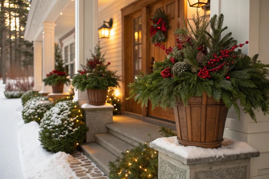 19+ Cozy Christmas Ideas to Decorate Your Outdoor Bench