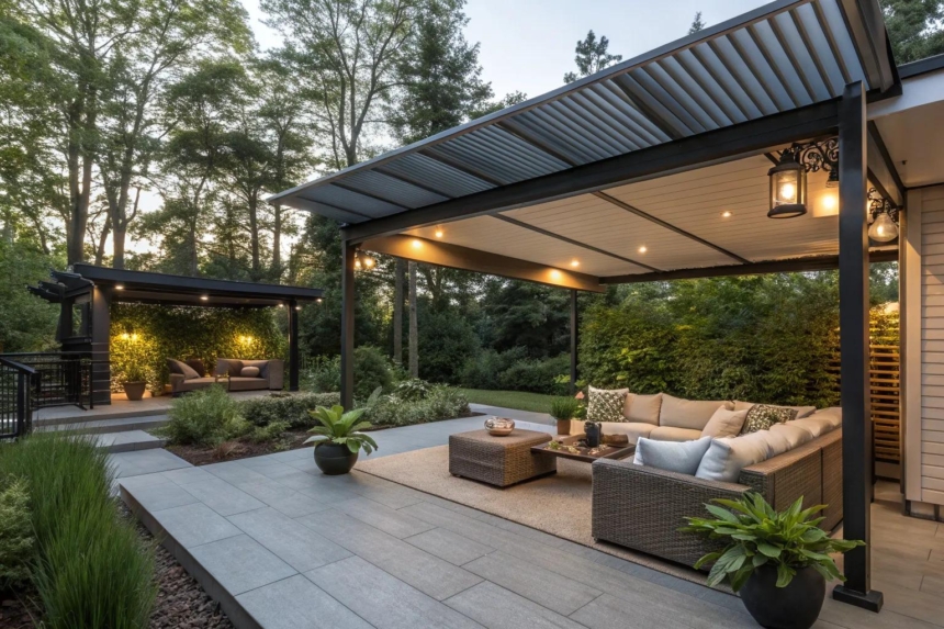 19+ Stylish Metal Roof Patio Cover Design Ideas