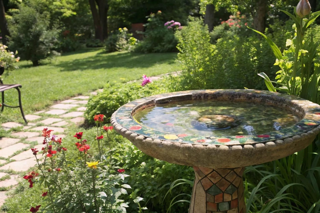 15+ Stunning Mosaic Bird Bath Ideas
