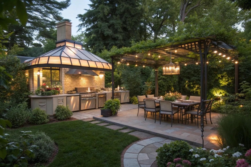 18+ Inspiring Outdoor Kitchen Canopy Ideas