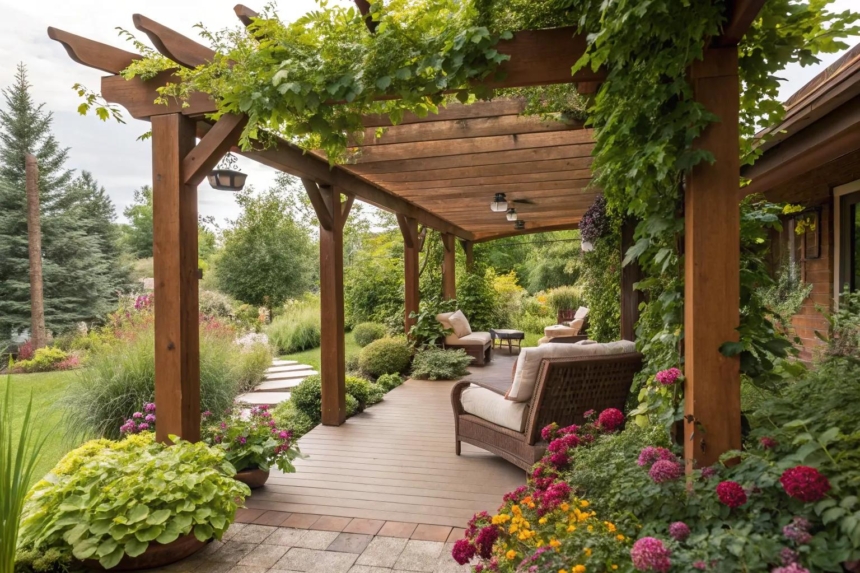 16+ Stylish Modern Front Porch Pergola Ideas
