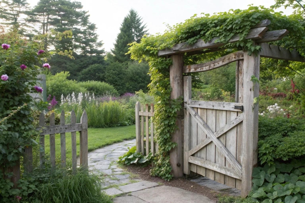 18+ Charming Rustic Garden Gate Ideas
