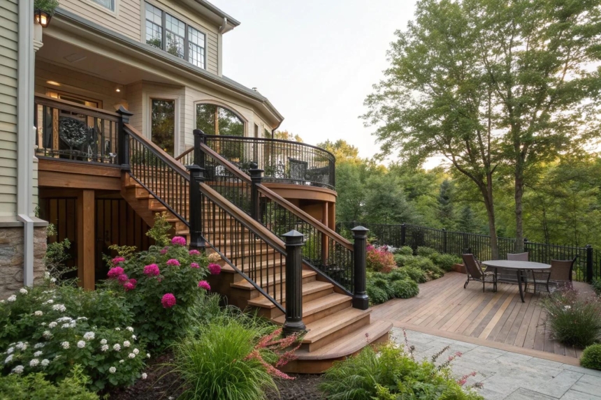 16+ Inspiring Second Story Decks with Stairs Ideas