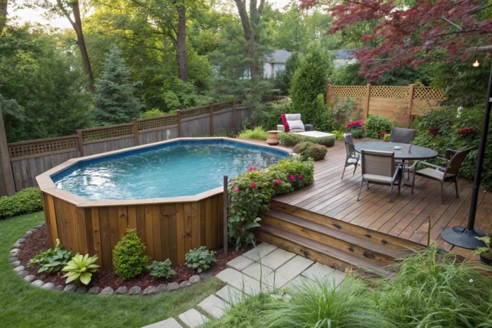 17+ Creative Small Above Ground Pool Deck Ideas