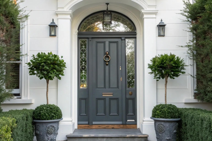 16+ Stylish Dark Gray Front Door Ideas